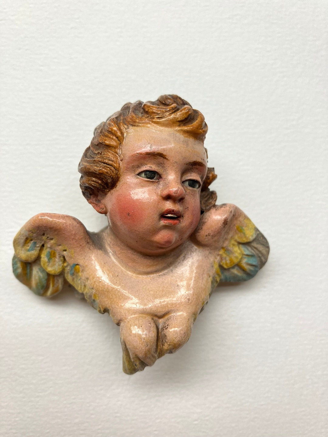Ancient Cherub angel's Head in Neapolitan Terracotta presepe Napoletano ...