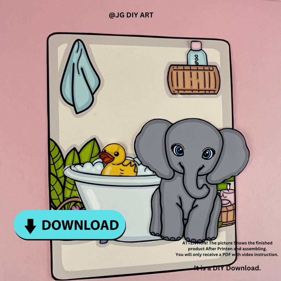 Printable Elephant Craft Kit - DIY Template - Paper Toy - 1 Page - Ages ...