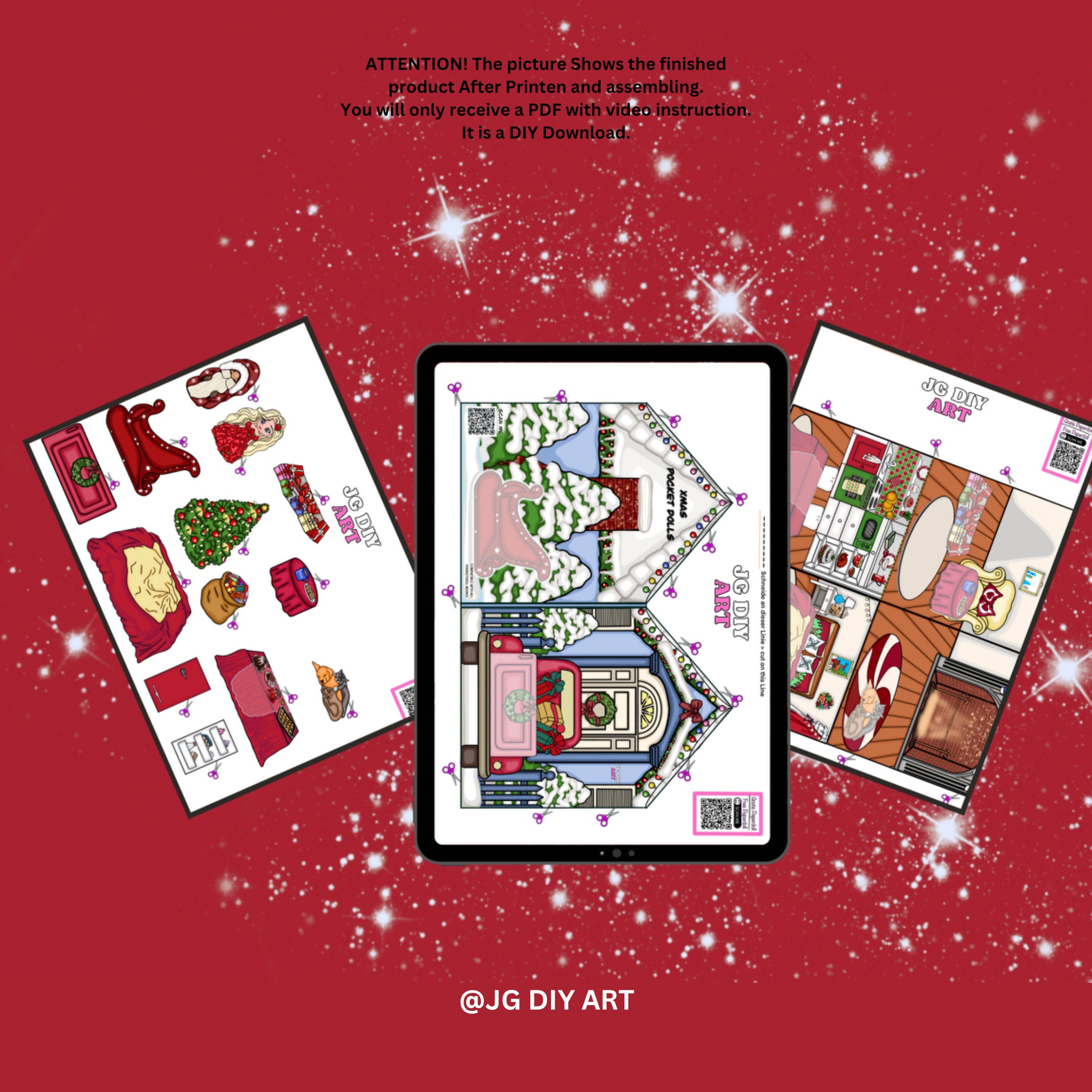 Printable X-mas Pocket Dollhouse for X Mas Paper Dolls, Digital ...