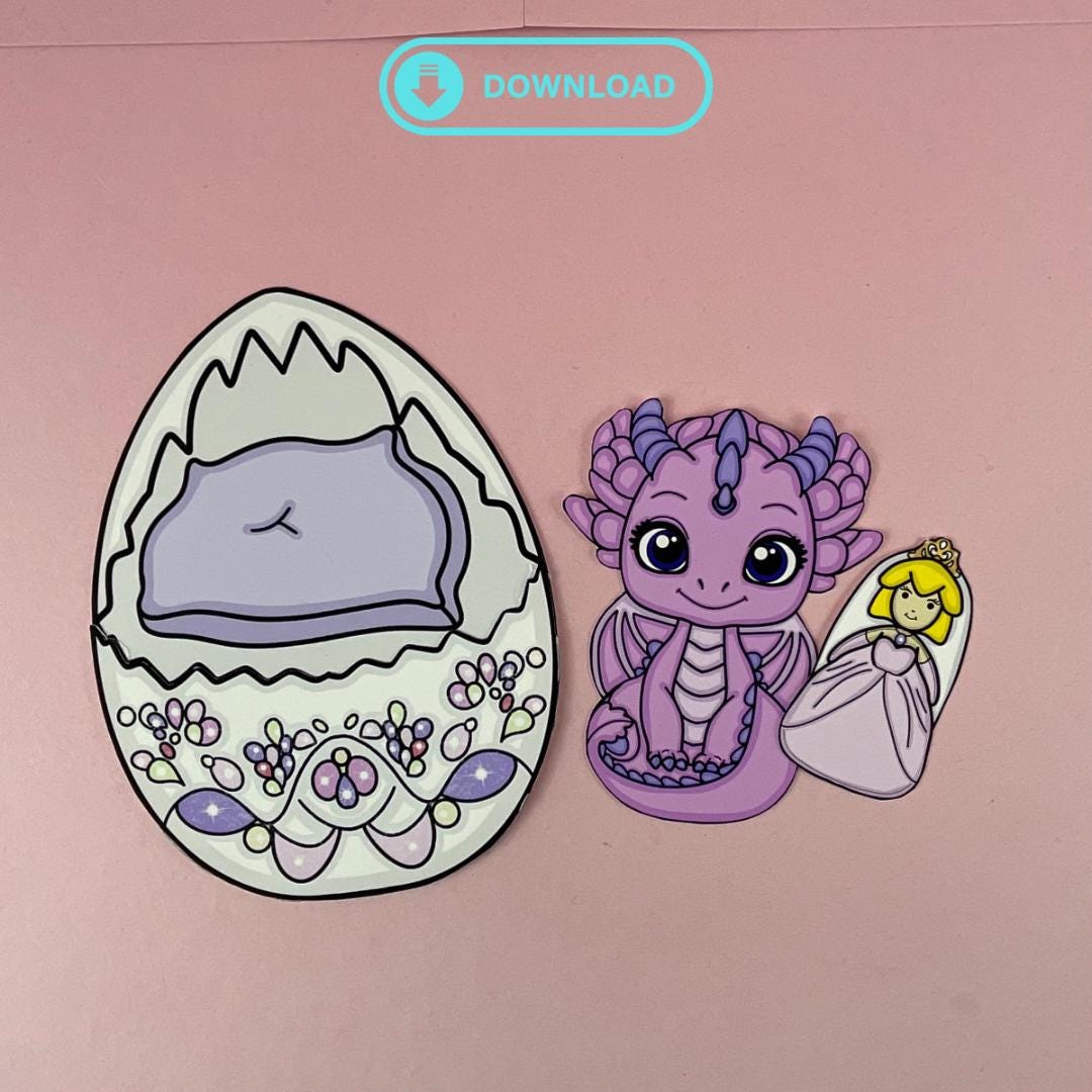 Printable Baby Dragon in an Egg - Craft Kit - DIY Template - Paper Toy ...