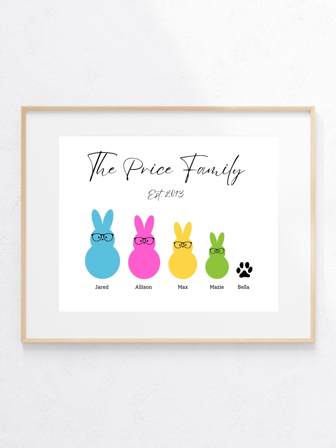 Personalized Peeps Family Art Print, Personalized Easter Art Print ...