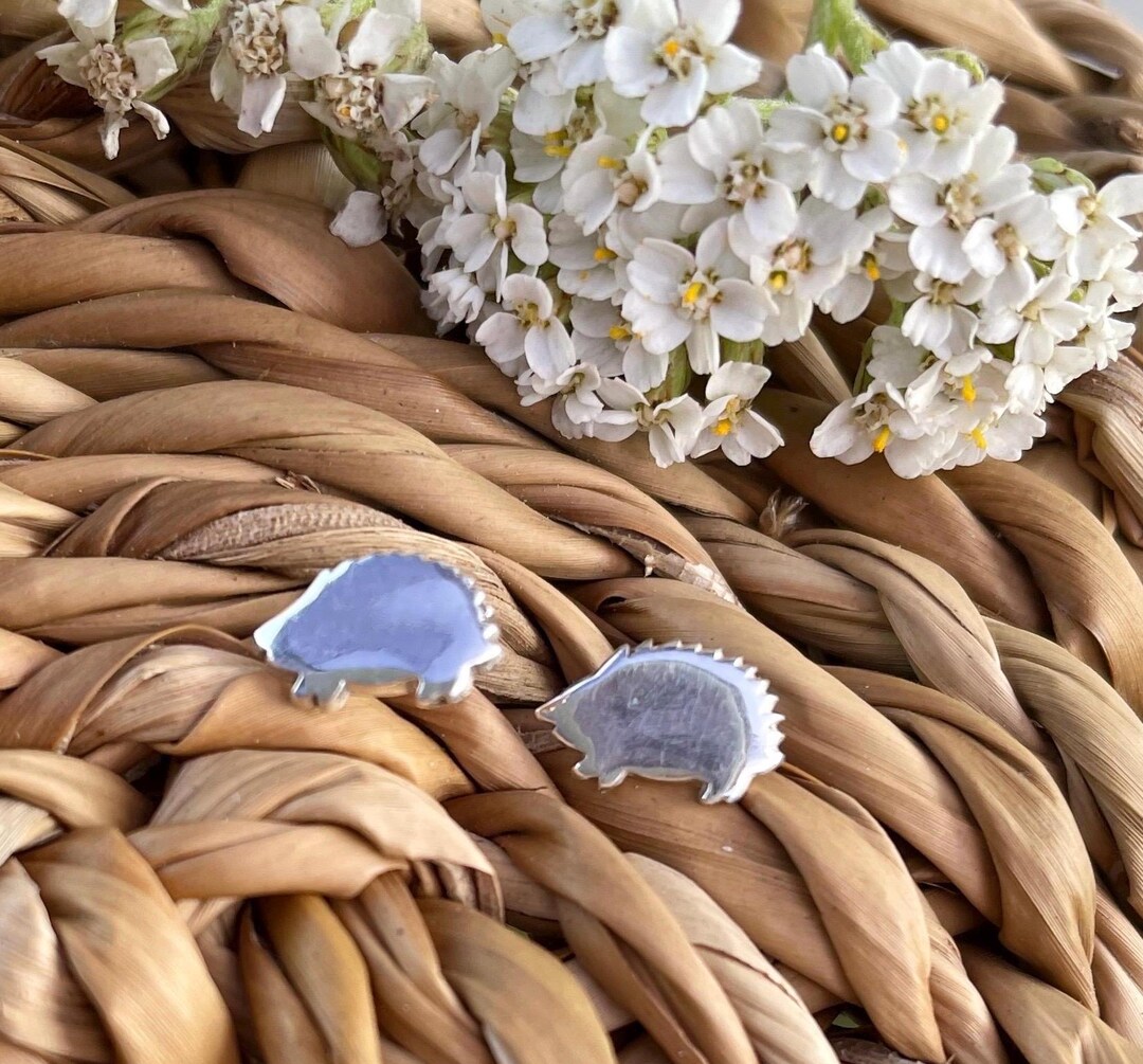 Autumnal Hedgehog Studs Handmade From Fine Silver - Etsy