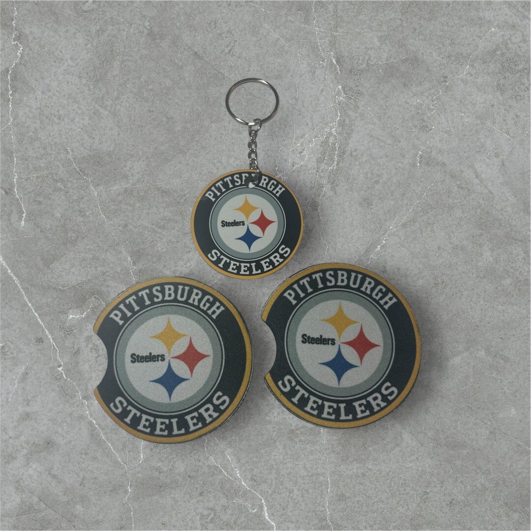 Steelers Car Coasters and Keychain Set - Etsy