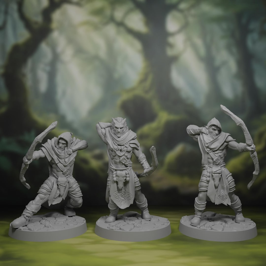 Wood Elf Archer Miniature Pack: Ranger, Rogue, Fighter Minis for Dnd ...