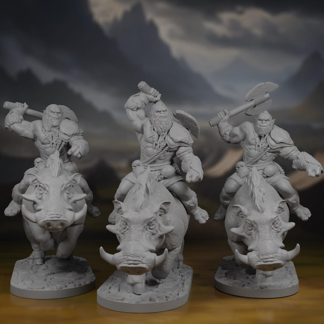 Orc Boar Rider Miniature Set: Hog Mount Cavalry for Wargaming, Dnd and ...