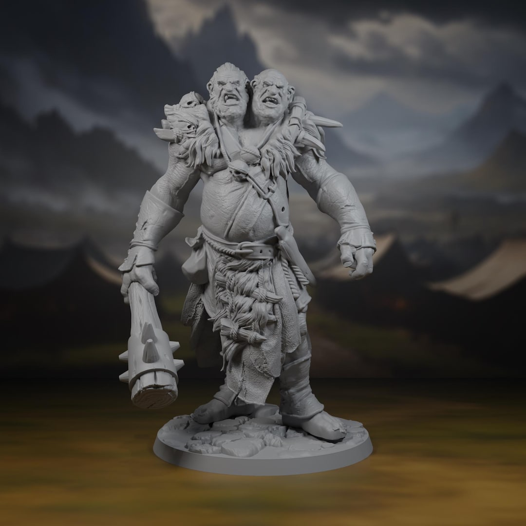 Ettin Miniature: Two Headed Ogre Mini for Dnd, Pathfinder and Other ...