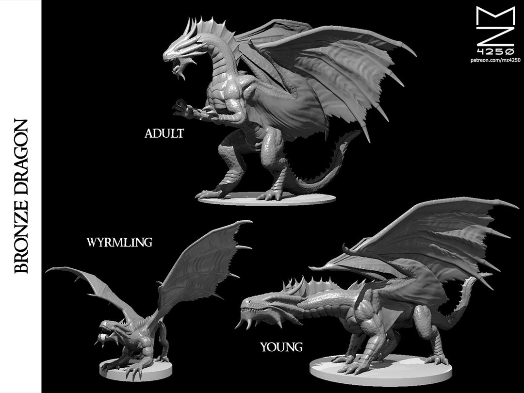 Bronze Dragon Miniatures Available as Wyrmling, Young and Adult Dragon ...