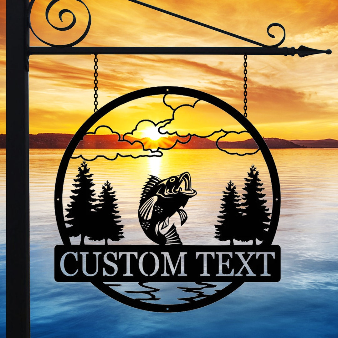 Outdoor Bass Fishing Sign Fishing Gift for Men Custom Fishing - Etsy