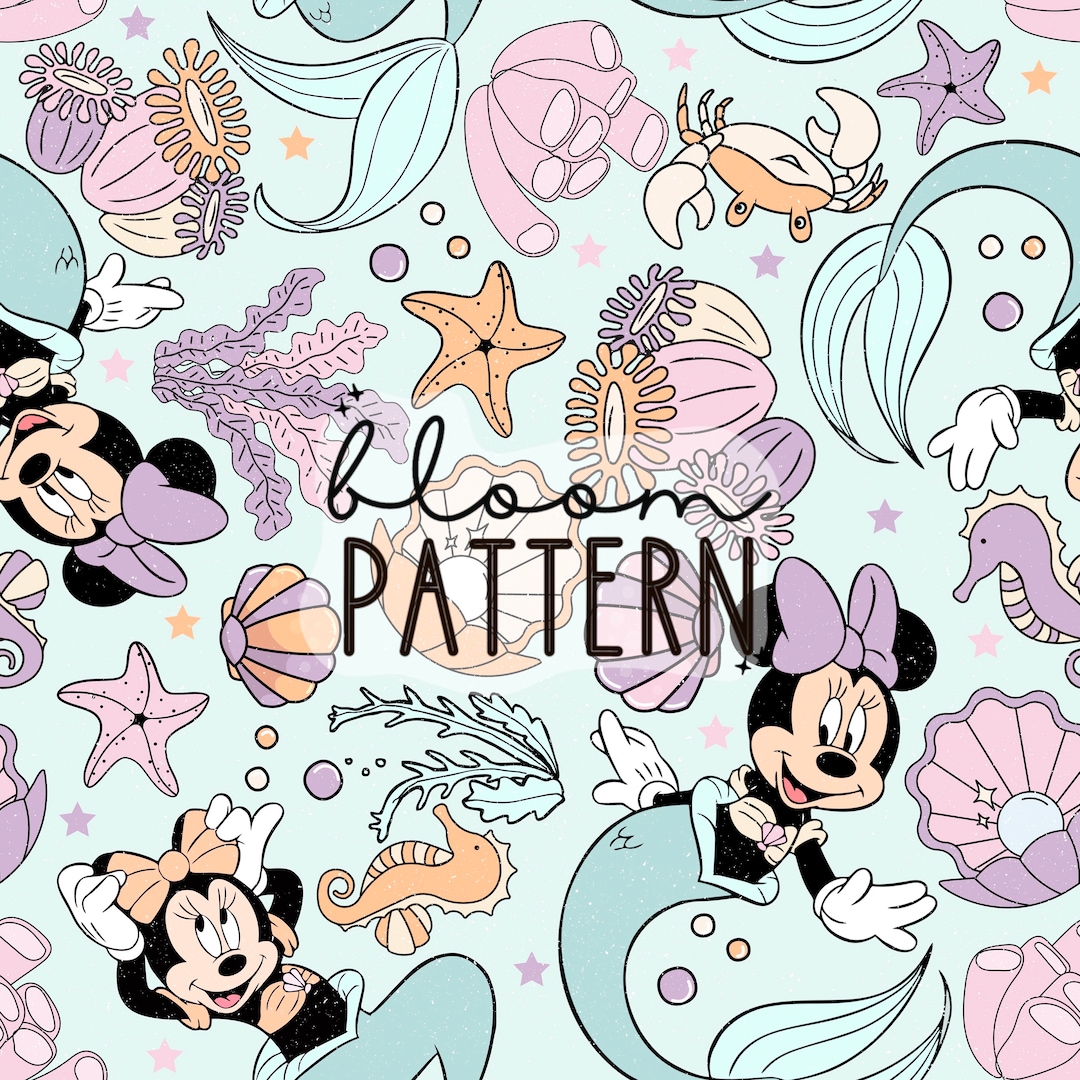 Summer Magical Seamless Pattern, Mermaid Sun Seamless Pattern, Fabric ...