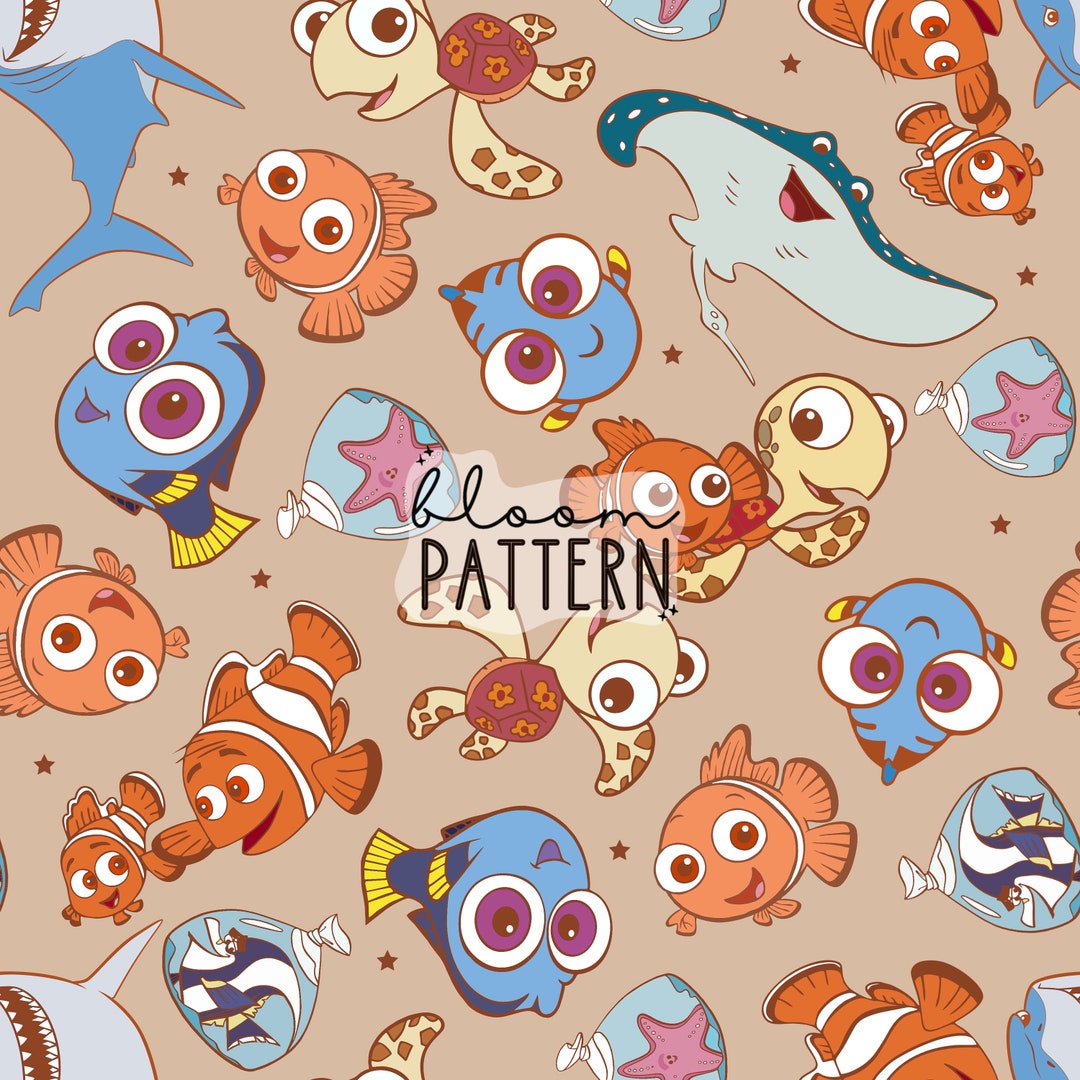 Retro Fish Seamless Pattern, Magical Fish Seamless Pattern Design ...