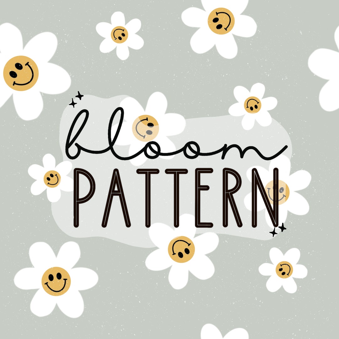 Retro Flower Smiley Face Seamless Patterns, Fabric Design for ...