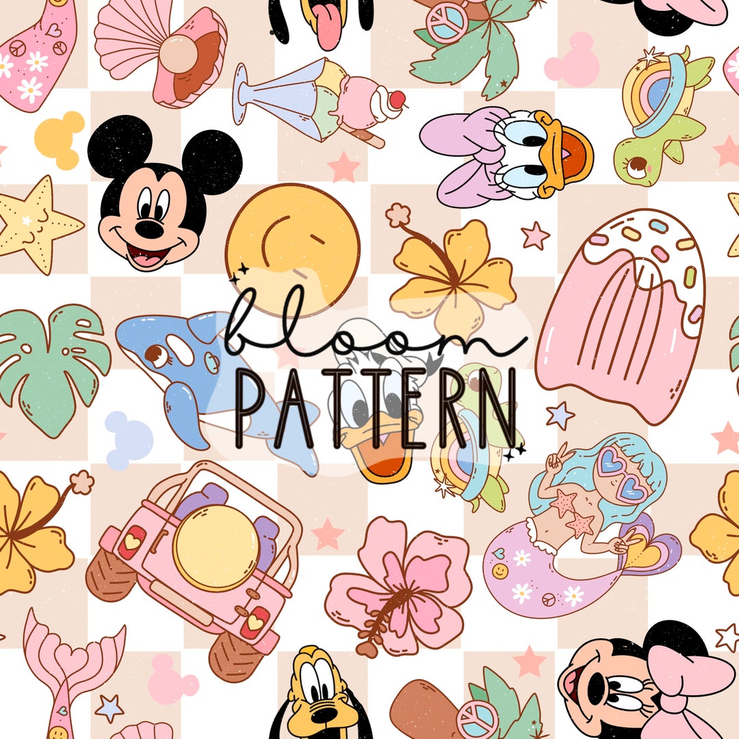 Summer Beach Seamless Pattern, Summer Seamless Pattern, Magical Mouse ...