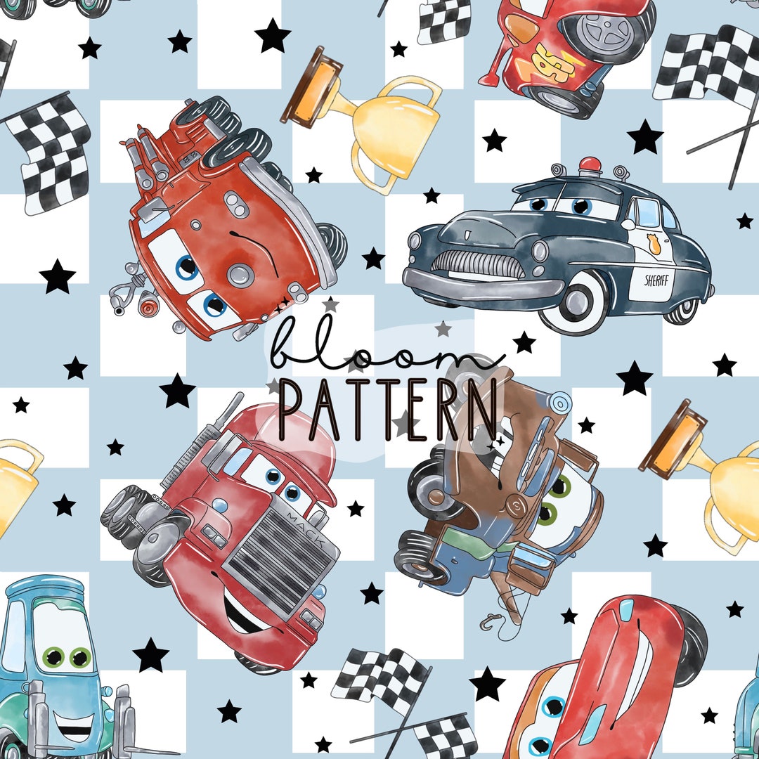 Cars Seamless Design, Magical Car Movie Seamless Pattern, Fabric ...