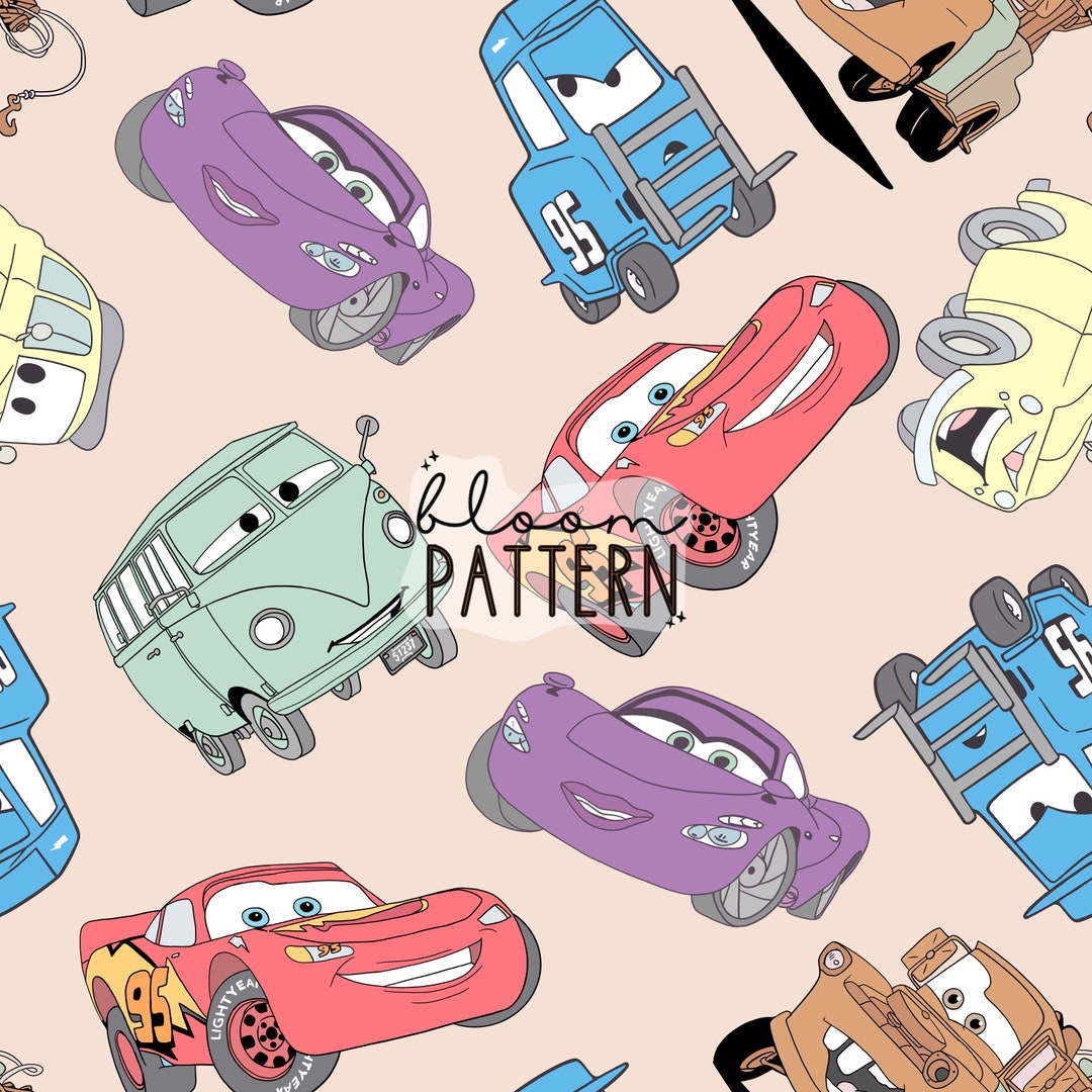Cars Seamless Design, Magical Car Movie Seamless Pattern, Fabric ...