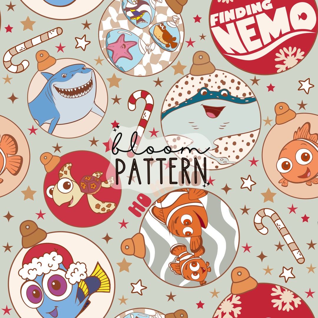 Christmas Retro Fish Seamless Pattern, Magical Christmas Fish Retro ...