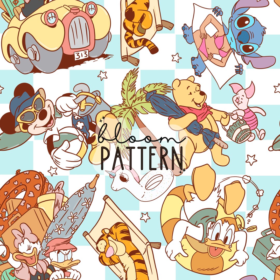 Summer Beach Seamless Pattern, Summer Seamless Pattern, Magical Mouse ...