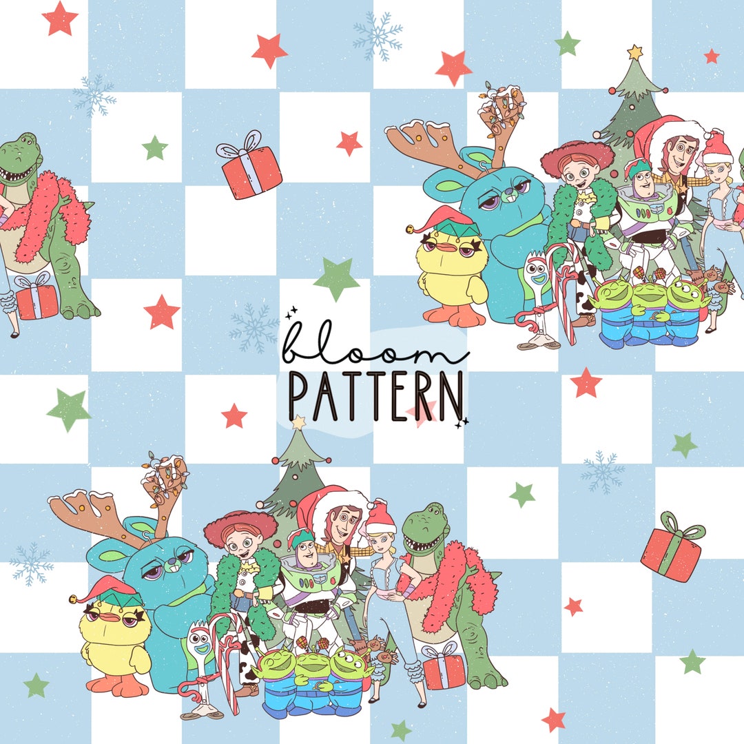 Christmas Story Friends Seamless Pattern, Magical Christmas Cartoon ...