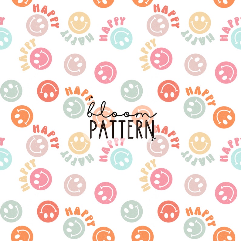Retro Smiley Face Seamless, Happy Print Seamless Pattern Repeating File ...