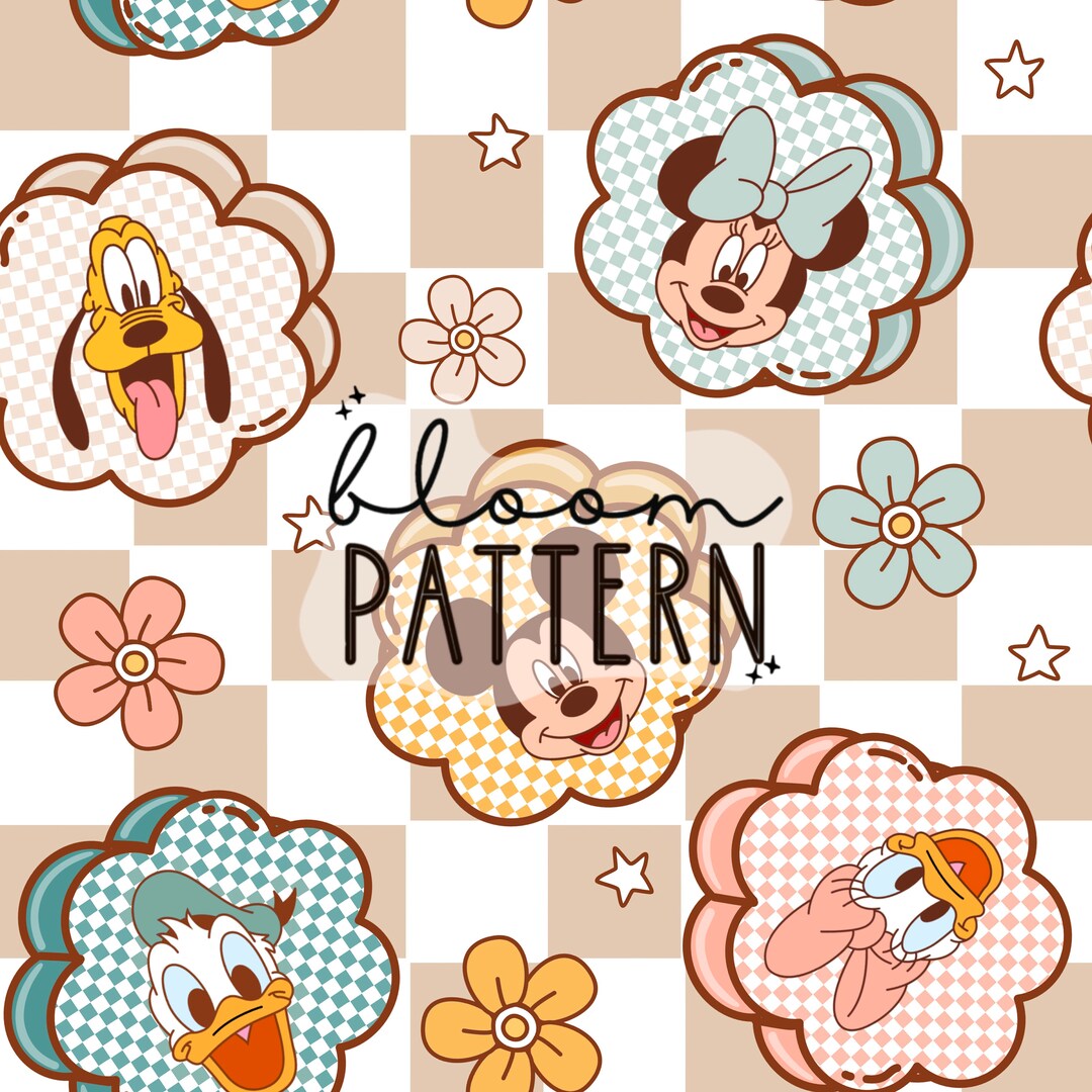 Magical Mouse Flower Bouquet Seamless Pattern, Retro Spring Seamless ...