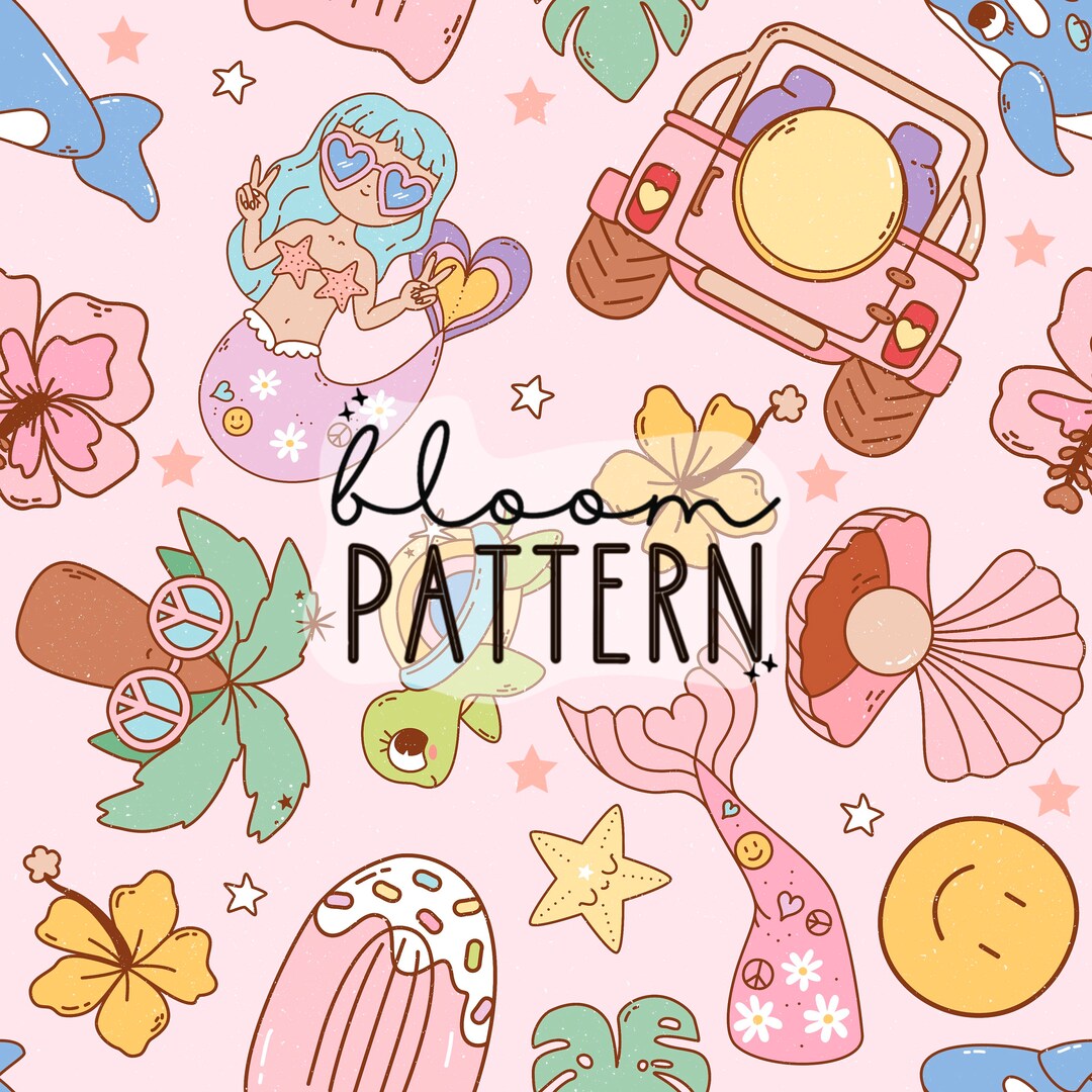 Summer Seamless Pattern, Flamingo Pool Float Seamless Repeat Pattern ...