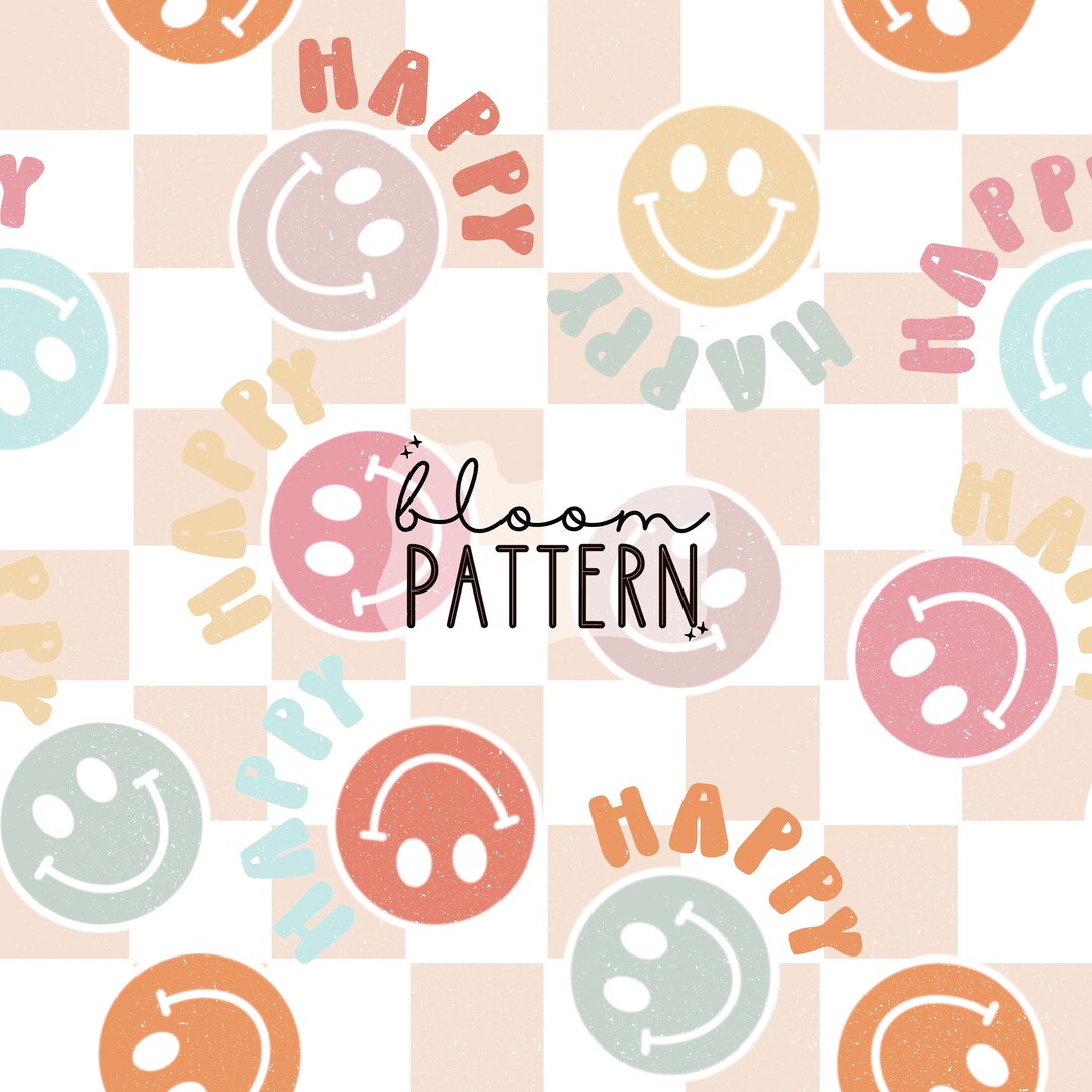 Retro Smiley Face Seamless, Happy Print Seamless Pattern Repeating File ...