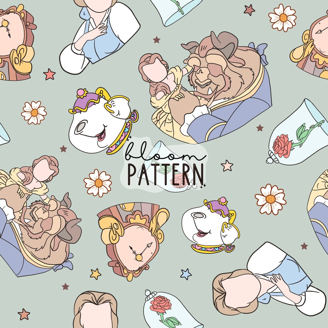 Princess Seamless Pattern, Belle Seamless Pattern, Magical Pattern ...