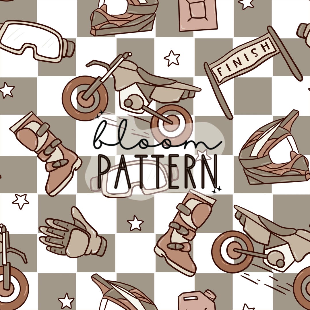 Dirt Bike Seamless Pattern, Dirt Bike Pattern, Neutral Seamless Pattern ...