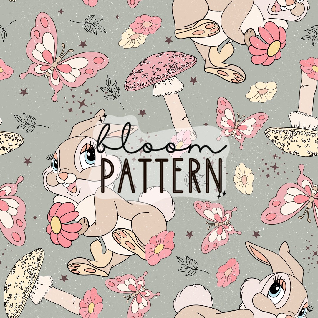 Flower Spring Cute Bunny Seamless Pattern, Magical Bunny Seamless ...