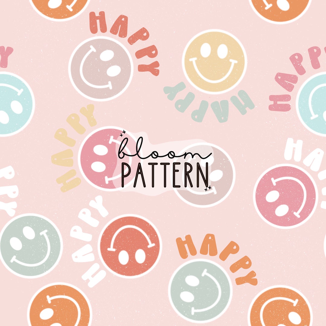 Retro Smiley Face Seamless, Happy Print Seamless Pattern Repeating File ...