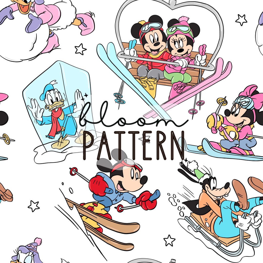 Magical Winter Seamless, Mouse Snowboard Seamless Pattern, Digital ...