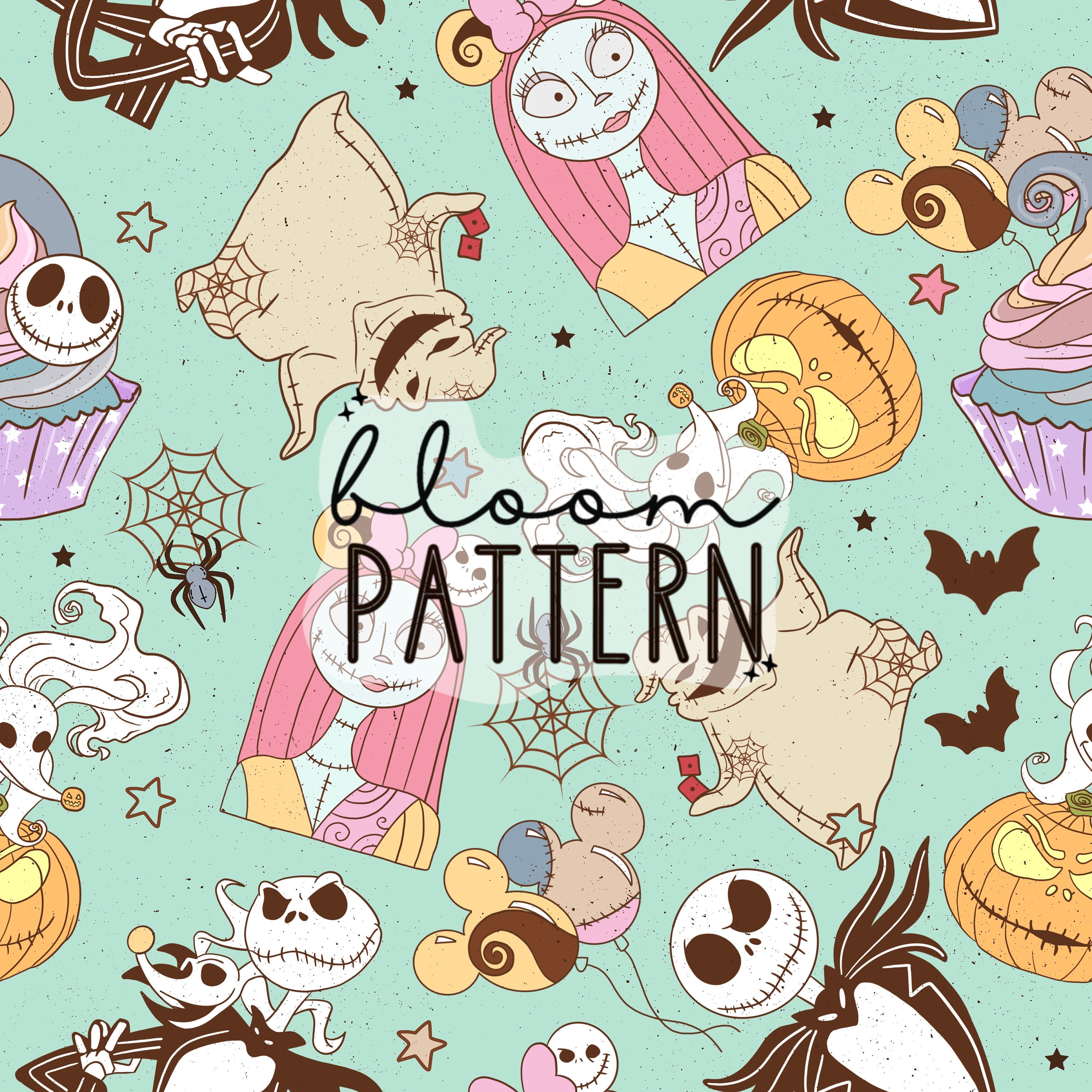 Nightmare Halloween Seamless Pattern, Skeleton Seamless Pattern ...
