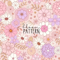 Purple Pastel Flower Digital Pattern Download - Cute Retro Summer ...