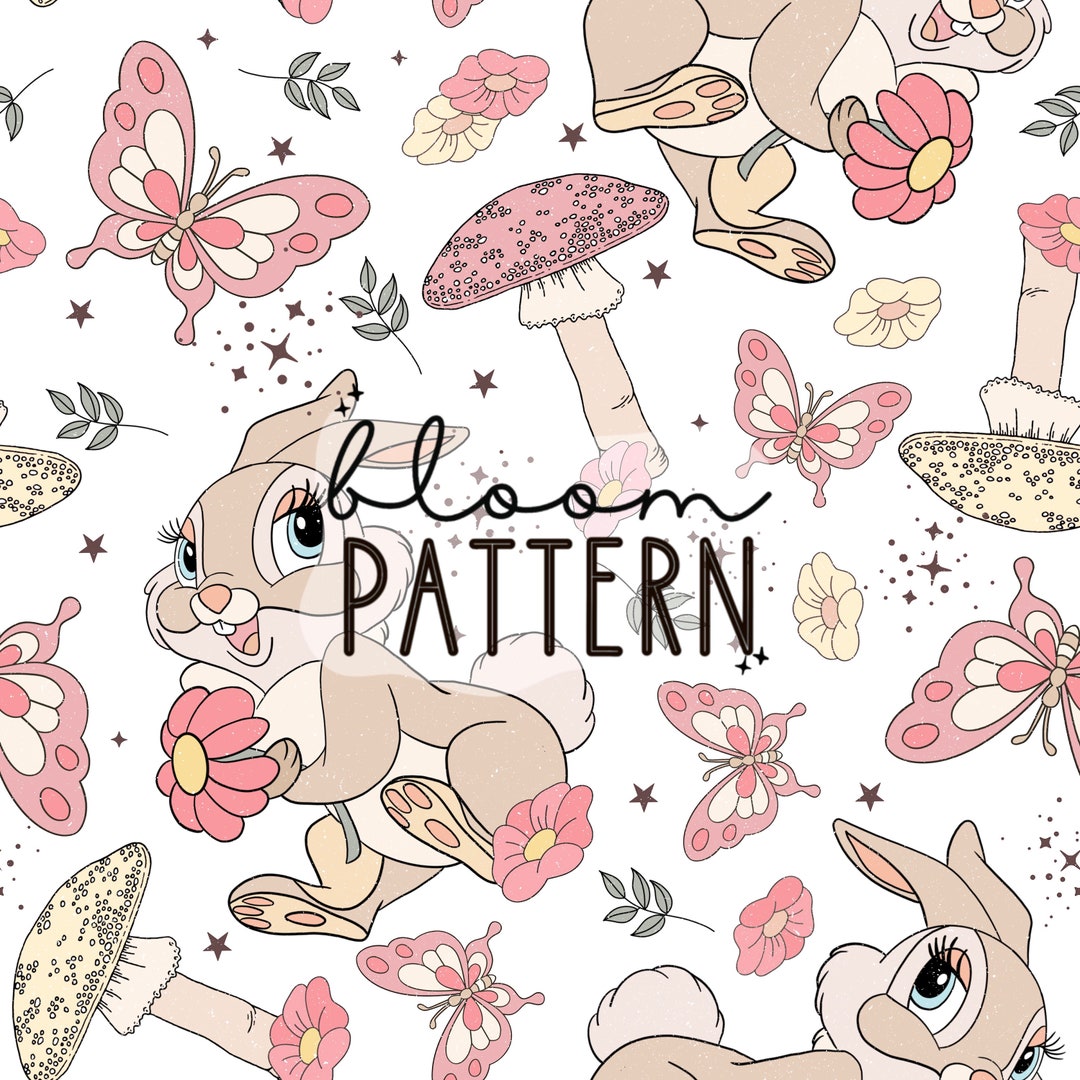 Flower Spring Cute Bunny Seamless Pattern, Magical Bunny Seamless ...