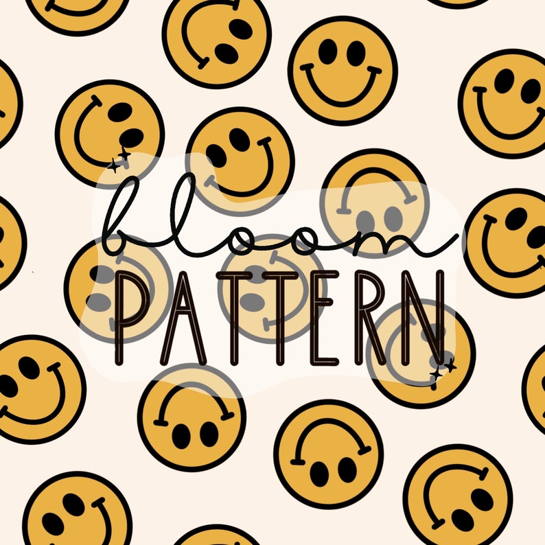 Retro Smiley Face Seamless Patterns Fabric Design for - Etsy