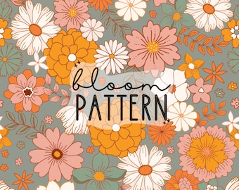 Flower Boho Floral Print Seamless Pattern Repeating File Neutral Flower ...