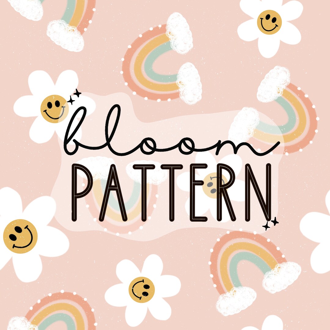 Retro Flower Smiley Face Seamless Patterns, Retro Rainbow Seamless ...