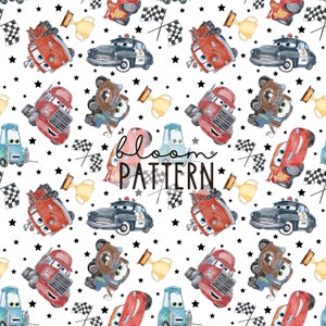Cars Seamless Design, Magical Car Movie Seamless Pattern, Fabric ...