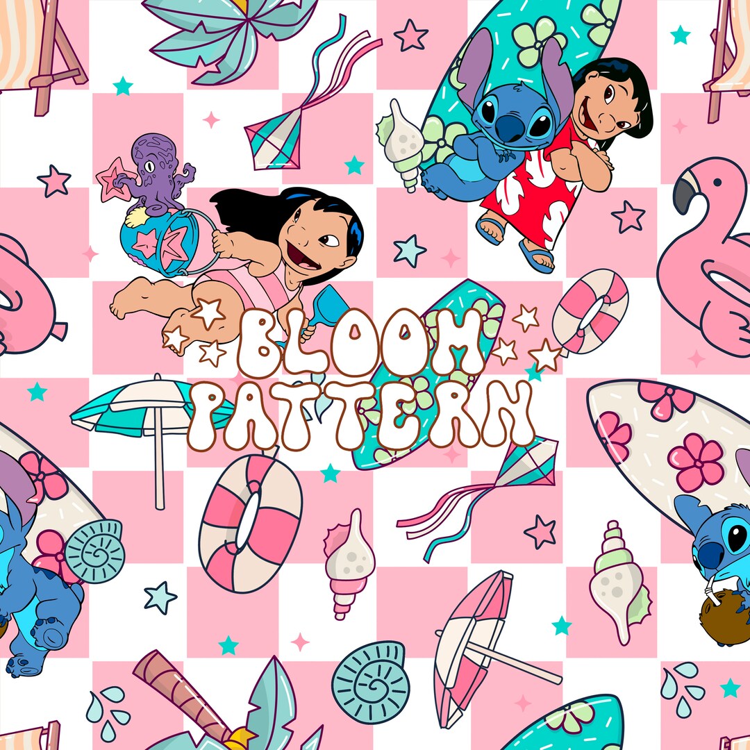 Summer Beach Girl Flower Seamless Pattern, Retro Seamless Pattern ...