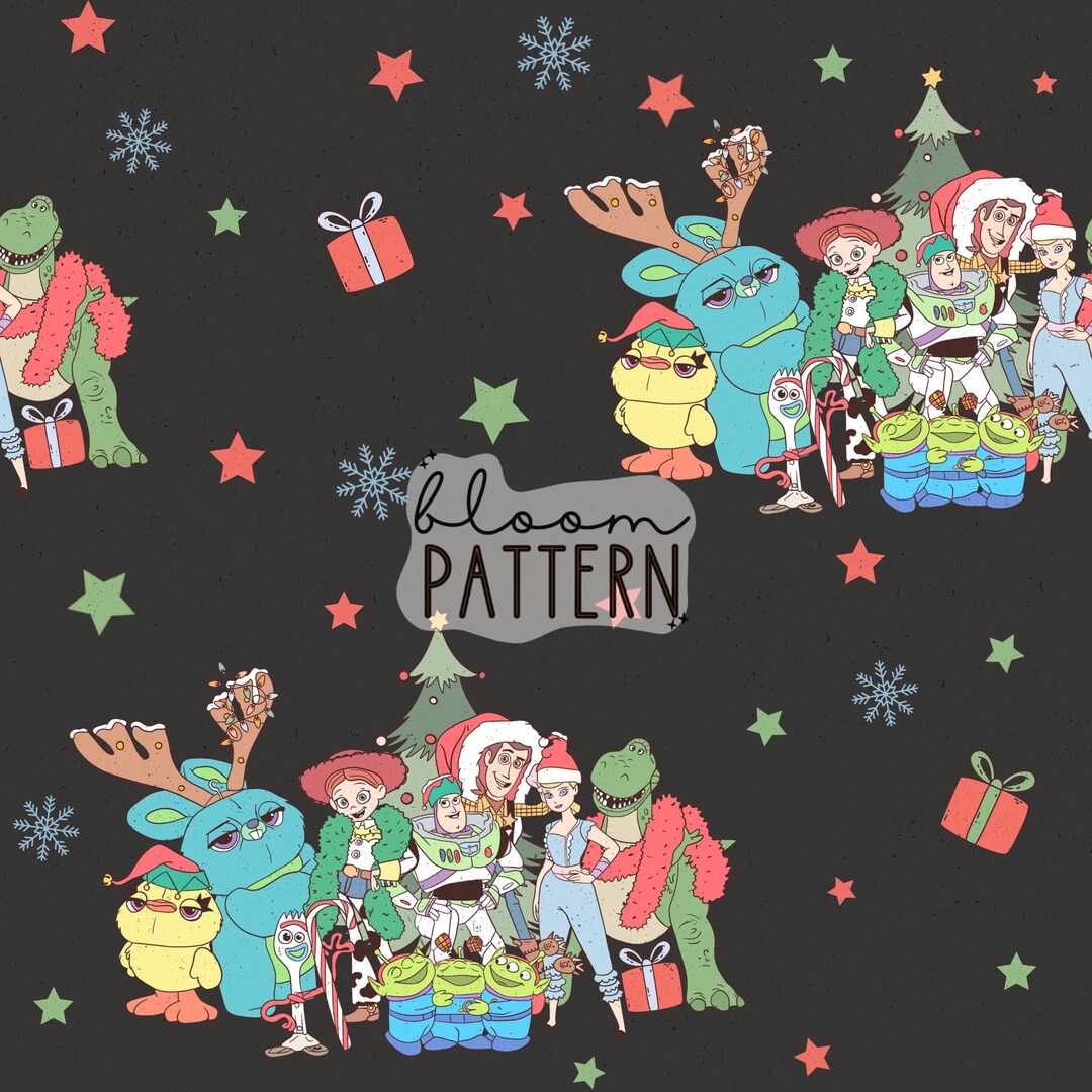 Christmas Story Friends Seamless Pattern, Magical Christmas Cartoon ...