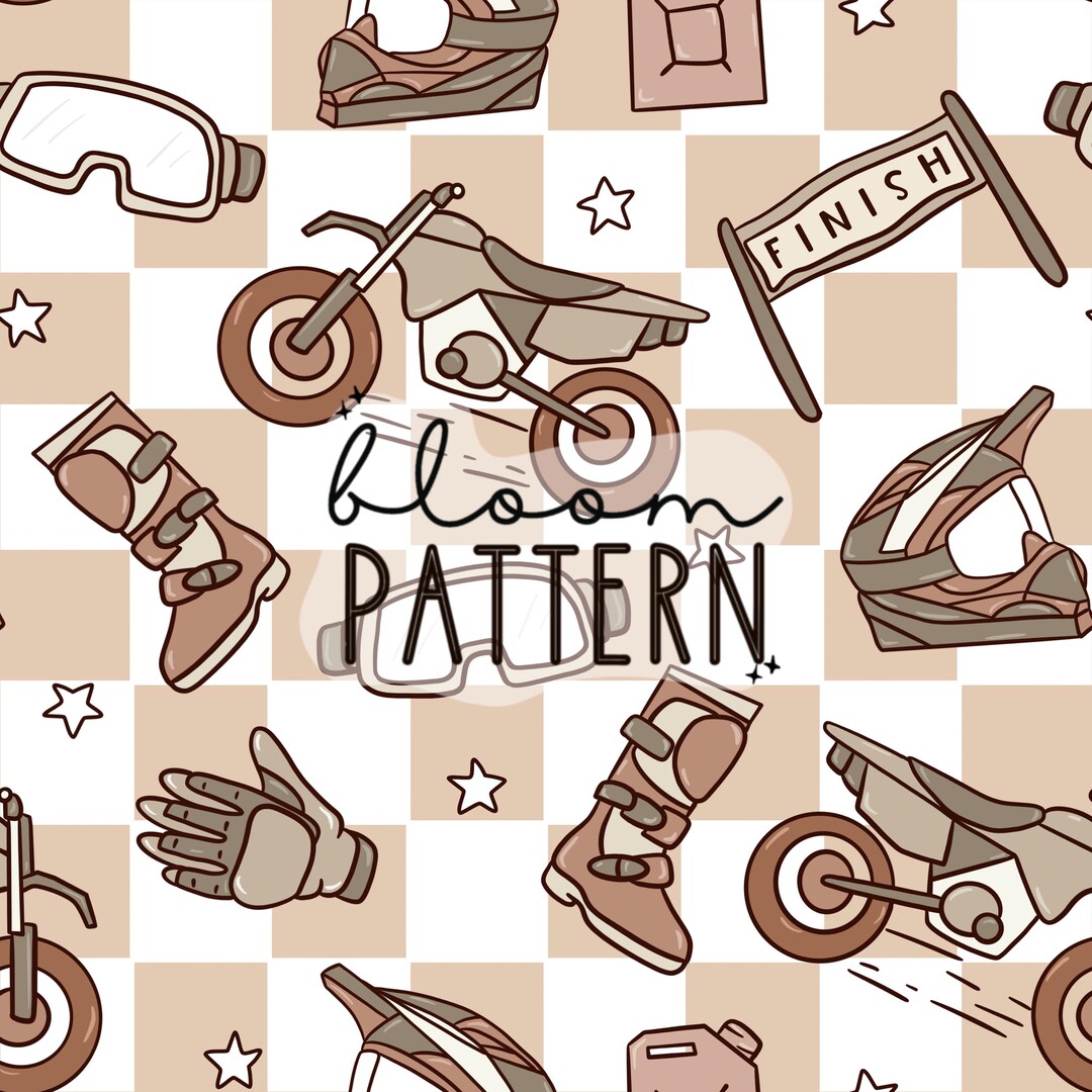 Dirt Bike Seamless Pattern, Dirt Bike Pattern, Neutral Seamless Pattern ...