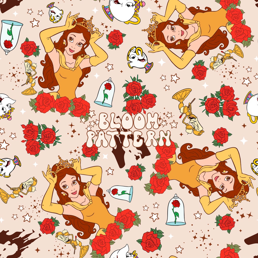 Princess Seamless Pattern, Belle Seamless Pattern, Magical Pattern ...