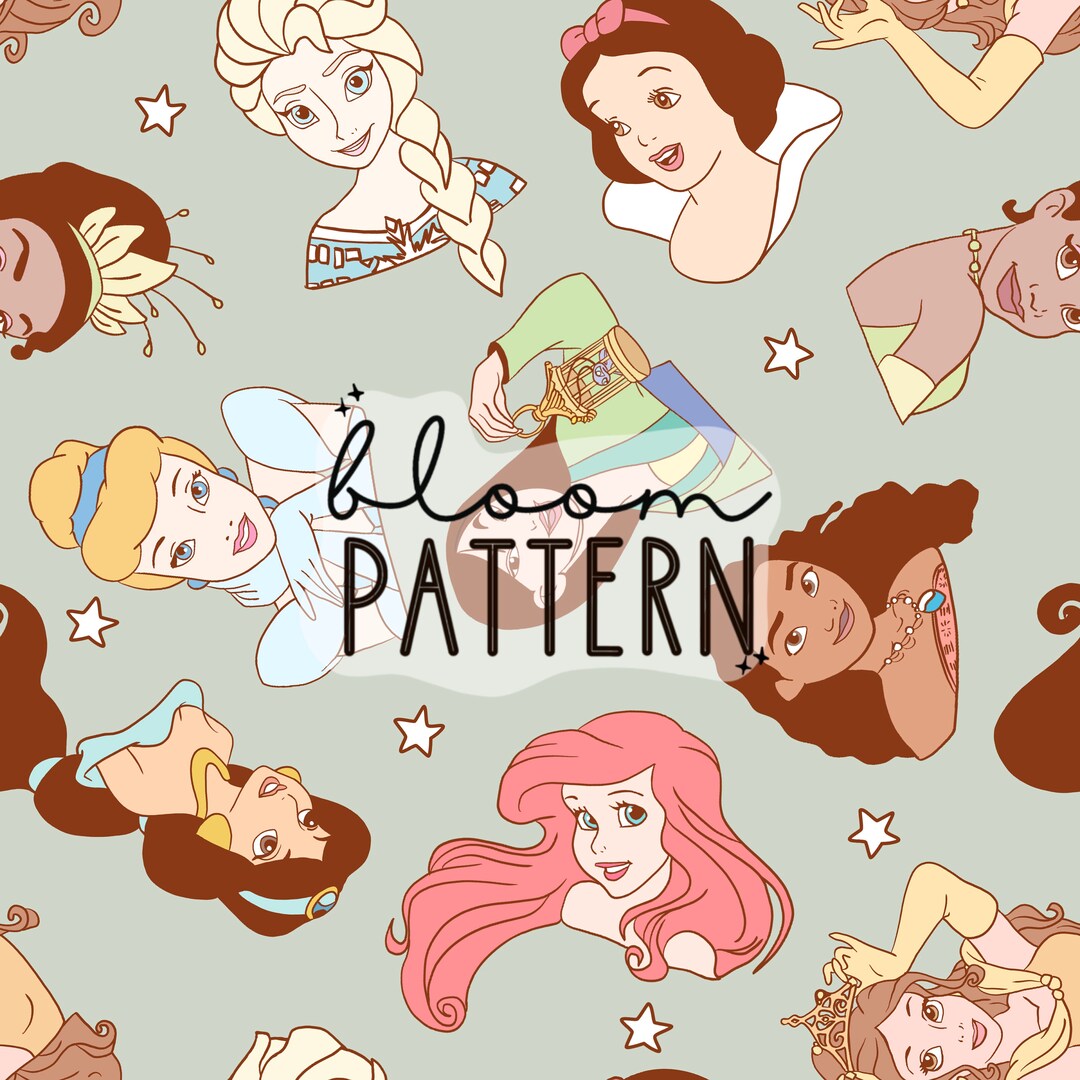 Princess Seamless Pattern, Mermaid Seamless Pattern, Beauty Magical ...