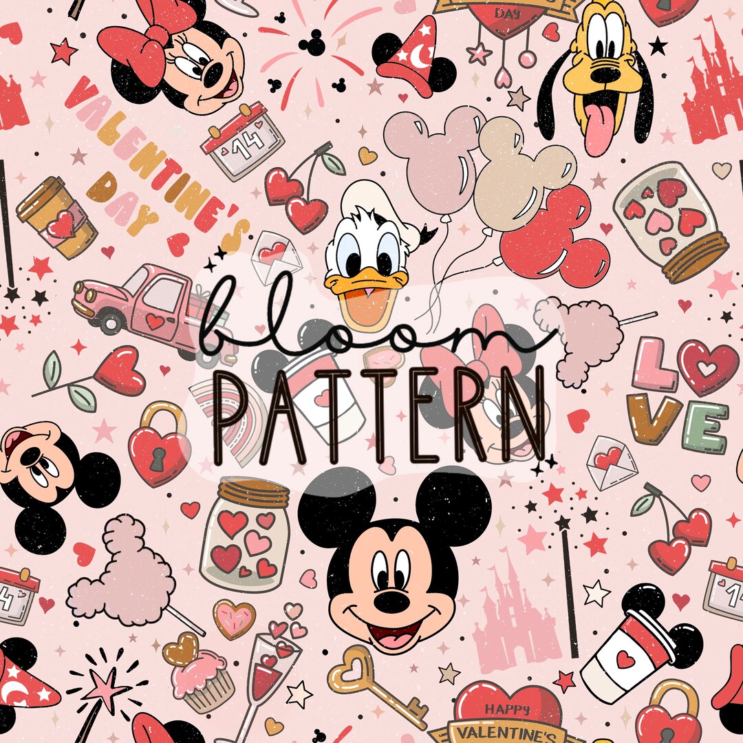 Magical Valentines Day Seamless Pattern, Mouse Magical Valentines Day ...