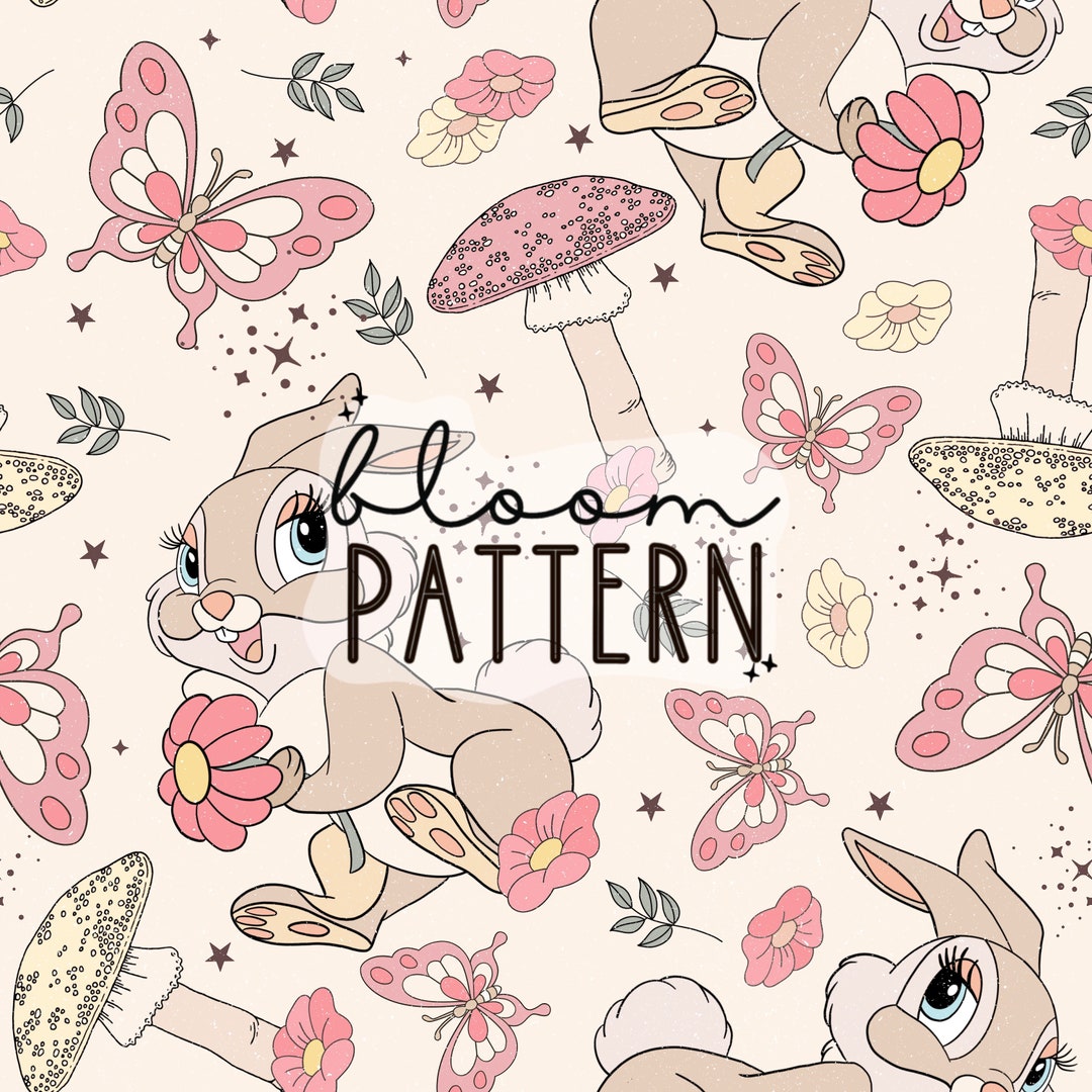 Flower Spring Cute Bunny Seamless Pattern, Magical Bunny Seamless ...