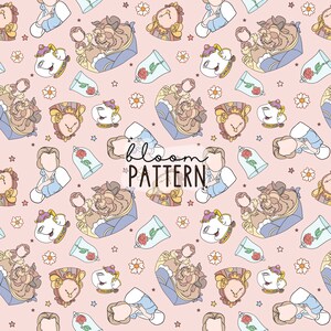 Princess Seamless Pattern, Belle Seamless Pattern, Magical Pattern ...