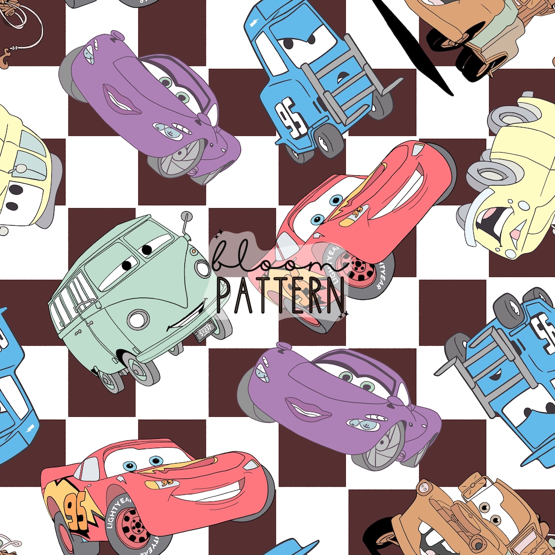 Cars Seamless Design, Magical Car Movie Seamless Pattern, Fabric ...