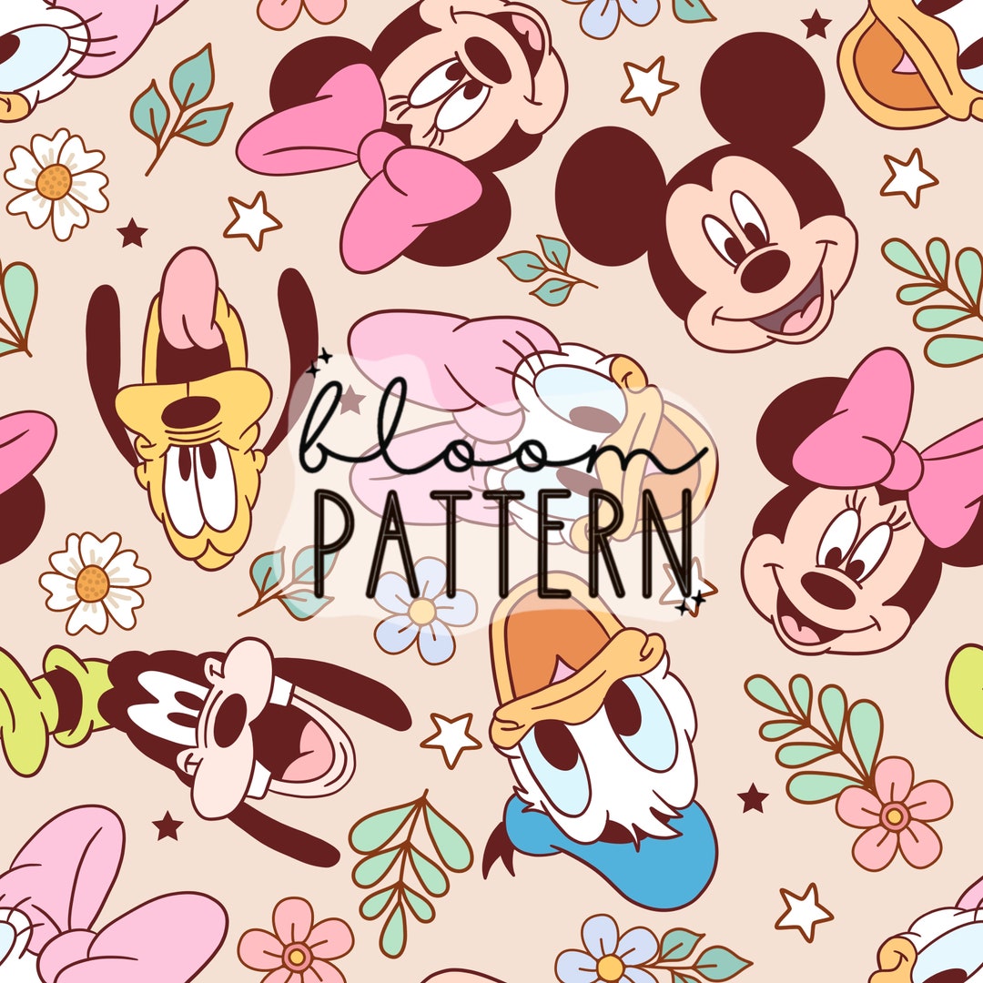 Magical Mouse Flower Bouquet Seamless Pattern, Spring Seamless Pattern, Retro Seamless Pattern ...