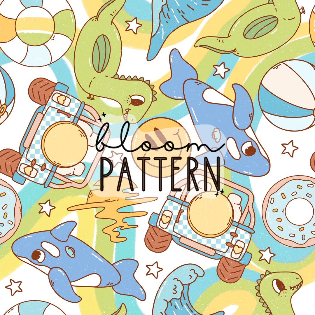 Boy Seamless Summer Pattern, Pool Float Seamless Repeat Pattern for ...
