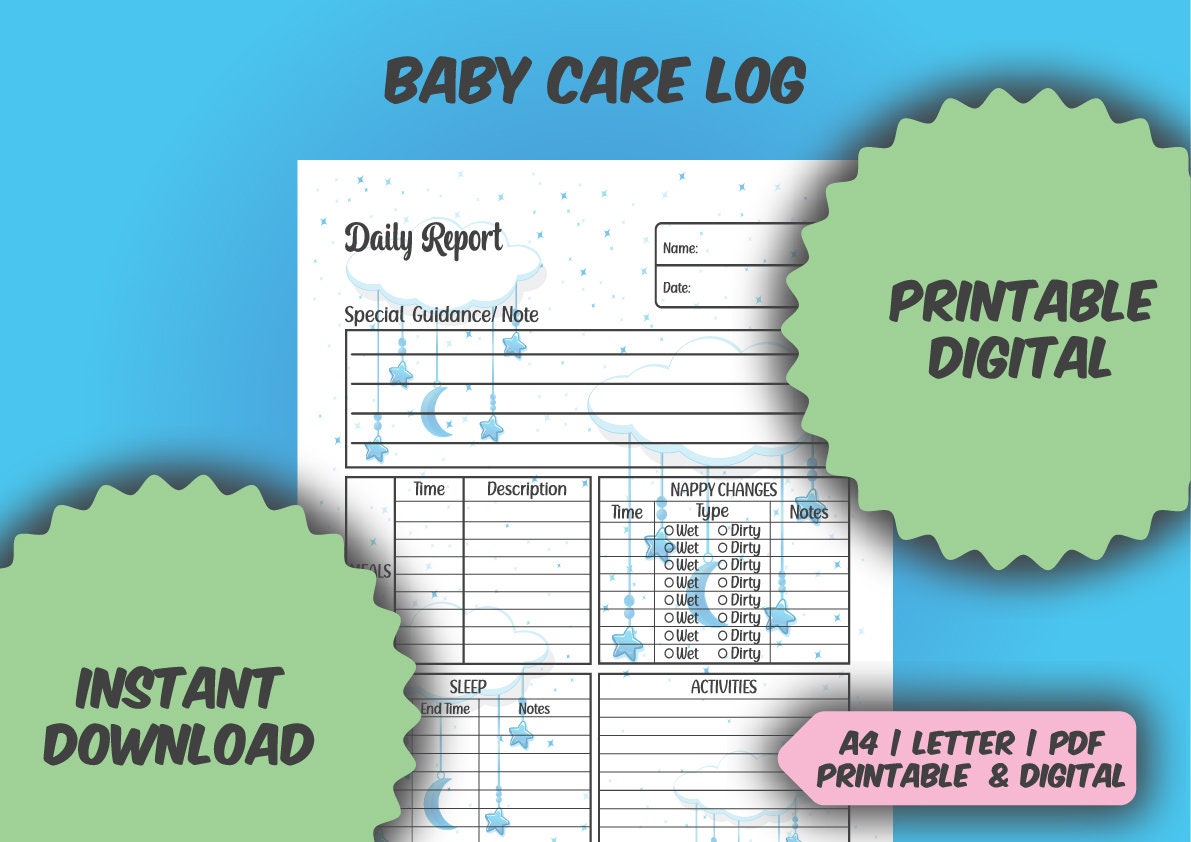 Editable Baby Daily Log, Printable, Baby Care Log, Nanny Log, Baby ...