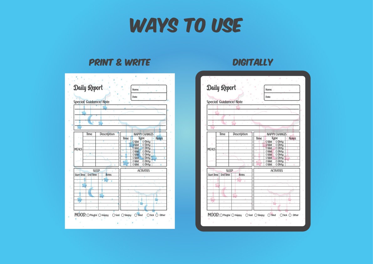 Editable Baby Daily Log, Printable, Baby Care Log, Nanny Log, Baby ...